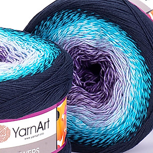 Yarn Art YarnArt Flowers Yarn 55% Cotton 45% Acrylic 250gr 1094yds Multicolor Cotton Yarn Rainbow Crochet Yarn Spring Summer - 1 Fine Sport Skein (254)
