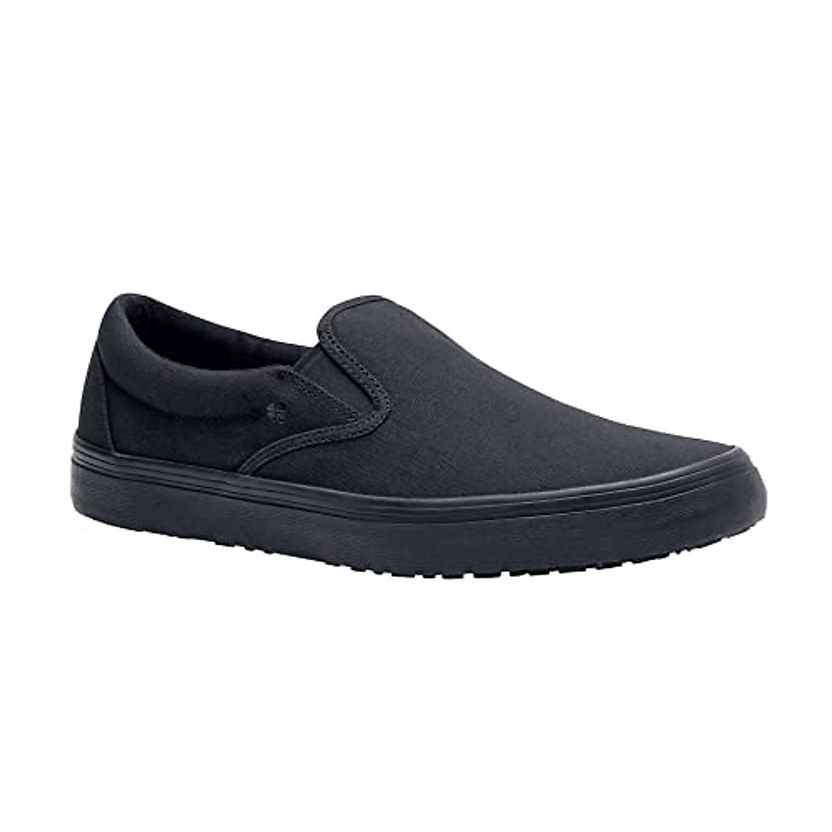 Shoes for Crews Merlin, Slip-On, Men's, Women's, Unisex, Slip Resistant Work Shoes, Black Canvas, Men's Size 6.5, Women's Size 8