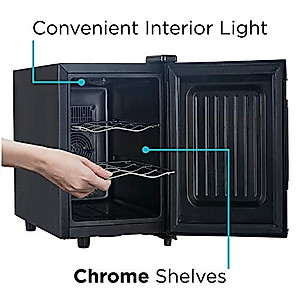 BLACK+DECKER 6 Bottle Wine Fridge, Wine Cooler with Mirrored Front, Mini Wine Fridge Thermoelectric, BD60316