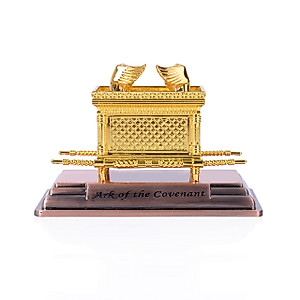 BRTAGG The Ark of The Covenant Replica Gold Plated Statue with Contents, Aaron‘s Rod/Manna/Ten Mandments Stone (Small)