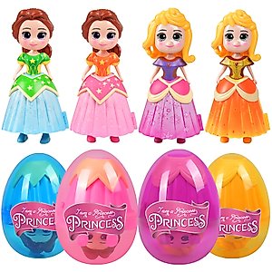 Dodosky Easter Basket Stuffers for Kids Toddler, 4 Pack Princess Deformation Easter Eggs with Toys Inside Easter Toys Easter Basket Stuffers Filler Gifts Easter Basket Toys - Easter Gifts for Girls
