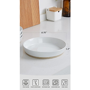 famiware Saturn 4 Pieces Pasta Bowls Set, 8.75 inch Salad Bowls, Stackable, Large Capacity, Perfect for Your Friend for Housewarming, Thanksgiving, White