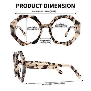 Zeelool Stylish Oversized Acetate Geometric Blue Light Blocking Glasses Eyewear for Women Hugh ZOP01887-04B Light-Tortoise