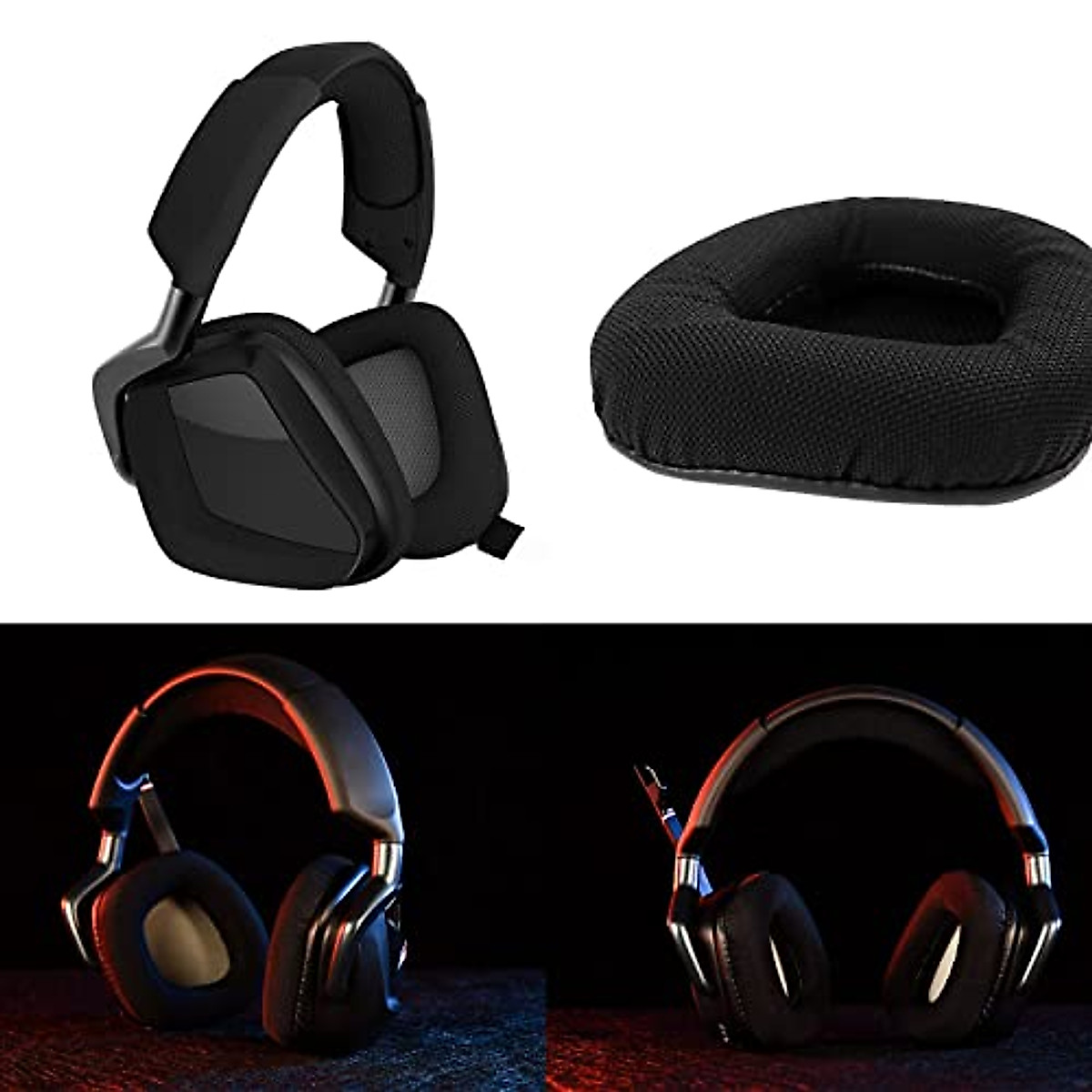1 Pair Ear Pads Earmuffs Air Permeable Mesh Memory Foam Replacement Ear Cushions Compatible with Corsair Void PRO RGB Gaming Headset