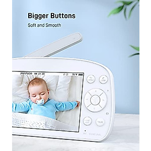 Konnek Stein Baby Video Monitor, Baby Monitor with Camera and Audio 720P HD Resolution, 5.5" Display, Remote Pan/Tilt/Zoom, Two Way Audio, Night Vision, Lullabies, Room Temperature, for New Parents