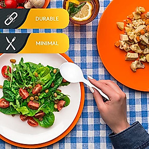 PAMI Heavy Weight Disposable Plastic Soup Spoons [200-Pack] - Bulk King Size Deluxe White Plastic Silverware For Parties, Weddings, Catering Food Stands, Takeaway- Heavy-Duty Single-Use Partyware