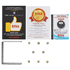 BOSS Audio Systems MGR350B Marine Gauge Receiver - Bluetooth, Digital Media MP3 Player, no CD Player, USB Port, AM FM Radio, Weatherproof, black, small/medium