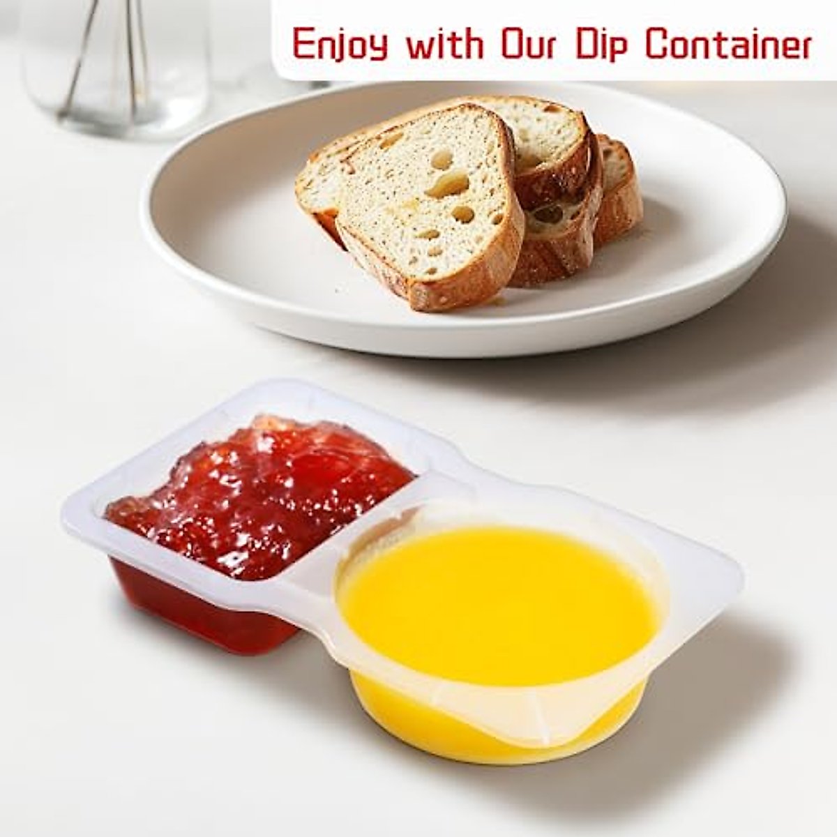 Vexulipro 15 PCS Divider Condiment Containers with Lids, Double Compartment Condiment Container, Dressing Containers with Lids, Small Plastic Containers with Lids, and Snack Containers