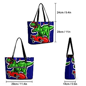 Womens Handbag Skateboard Dinosaur Leather Tote Bag Top Handle Satchel Bags For Lady