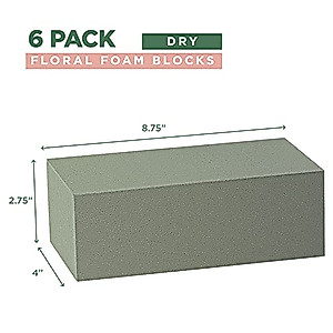Pack of 6 Dry Floral Foam Blocks for Artificial Flower Arrangements, Styrofoam for Artificial Flowers & Crafts Supplies - with Craft Foam Block Cutting Knife, Styrofoam Blocks - 8.75"L x 4"W x 2.75"H
