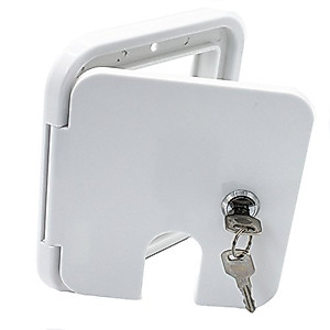 X-Haibei RV Trailer Electric Power Cord Cable Hatch White Camper Hose Storage Door Compartment Lock with 2 Keys