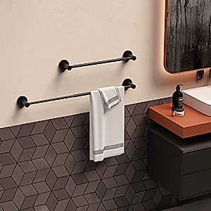 2 Pack Adjustable Single Bath Towel Bar 16 to 27.6 Inch, ZUEXT Oil Rubbed Black Stainless Steel Towel Holder Hanger,Expandable Wall Mounted Towel Rail for Bathroom Kitchen,1" Tube Towel Rail Racks