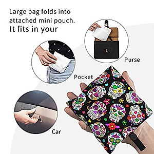 Reusable Shopping Bags Sugar Skull Grocery Tote Bags Washable Foldable Eco Friendly Pouch Bags¡­