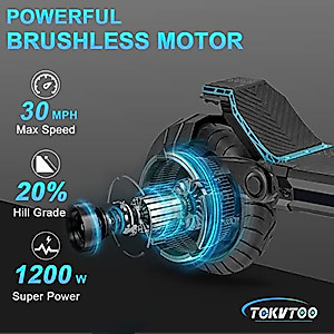 Electric Scooter Adults 30 MPH, Powerful 1200W Motor Foldable Kick Scooter Up to 28-37 Miles, 10" Tires Sports Scooter Commuting Electric Scooter, Double Shock Absorption and LCD Touch Screen (Grey)