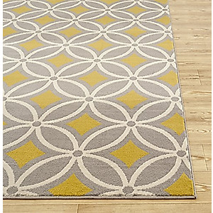 Contemporary Trellis Chain Gray-Yellow 5' X 7' Area Rug