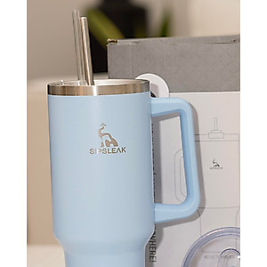 Sipsleek 40oz Insulated Stainless Steel Tumbler with 2 Lids (1 leak/Sill Proof)| 2 Straws | & Straw cleaner - Ideal for Hot & Cold Drinks, Coffee, Water, Tea - Portable, Durable Travel Mug