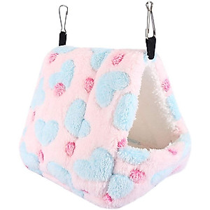 Litewoo Sugar Glider Sleeping Pouch Small Animal Hammock, Hanging Bed Warm Cotton Nest for Rat Hamster Gerbil Sugar Glider Chinchilla Squirrel Guinea Pig (Large Pink)