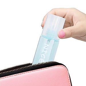 Spray Bottles 50ML(1.7oz), 4 Pack Empty Plastic Mini Travel Bottle Set with Fine Mist Portable Refillable Makeup Cosmetic Atomizer Travel Size Bottle for Perfume, Cosmetic, Skincare, Aromatherapy