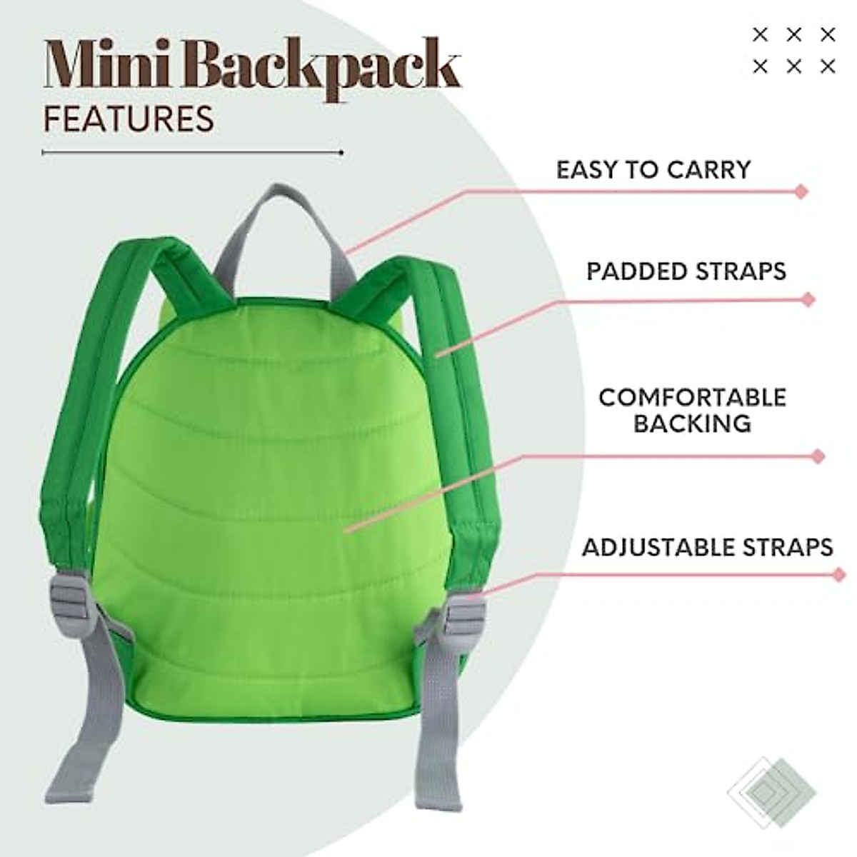 Milkdot Designer Mini Backpack, Perfect for Women, Men, Boys, Girls, Stylish for kids ages 3+ (Green)