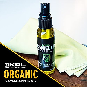Knife Pivot Lube Camellia Knife Oil for Blades, Natural Camellia Seed Oil for Carbon Steel Knives, Pure Tsubaki Oil, Knife Honing Oil for Cleaning, Knife Oil Lubricant for Blade Care 60ml Spray Bottle