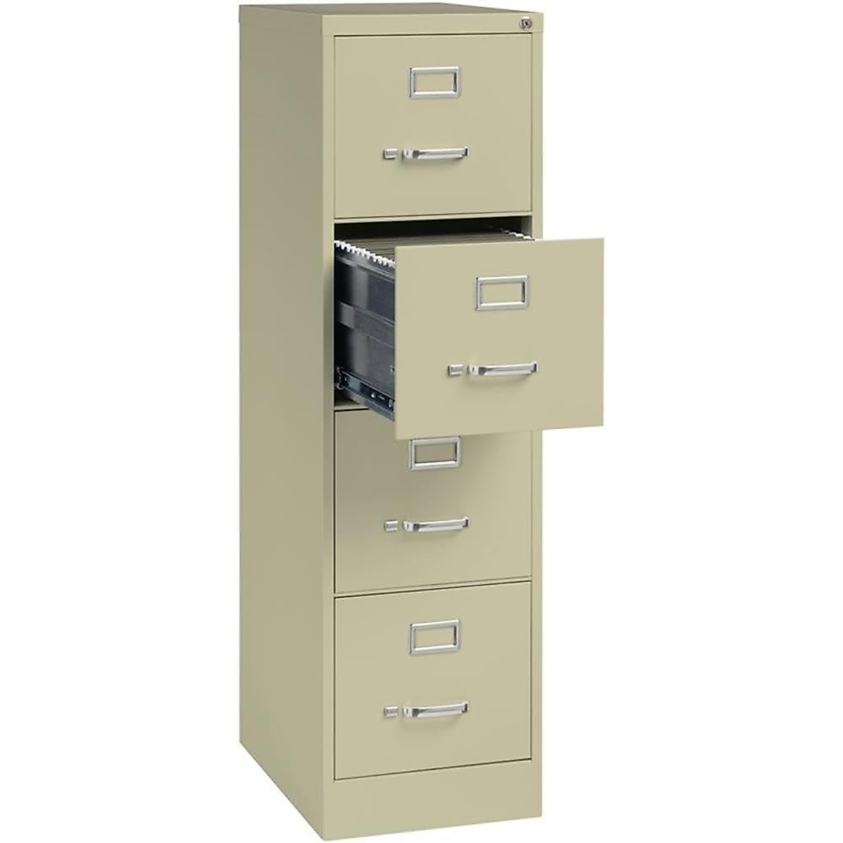 Scranton and Co 22" Deep 4 Drawer Letter File Cabinet in Putty, Fully Assembled
