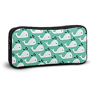 Cartoon Whales Pencil Case Stationery Pen Pouch Portable Makeup Storage Bag Organizer Gift