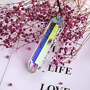 Hanging Chandelier Crystals Prisms Crystal Suncatcher AB-Colors Hexagone Hanging Chandelier Prism Pendant Home Decoration DIY Craft(120mm)
