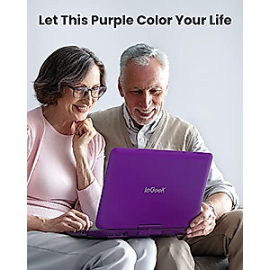 𝐢𝐞𝐆𝐞𝐞𝐤 16.9'' Portable DVD Player with 14.1'' Swivel Screen, 6 Hrs Rechargeable Battery, Car DVD Player, Sync TV, Region Free, Support USB/SD Card, High Volume Speaker, Remote Control, Purple