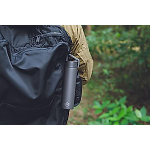 Poketle Personal Insulated Bottle with Hanging Carabiner, Outdoor Portable Bottle, Tall 180ml, Charcoal Gray