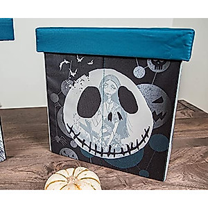 Disney The Nightmare Before Christmas Jack & Sally 15-Inch Storage Bin Cube Organizers, Set of 2 | Fabric Basket Container, Cubby Closet Organizer, Home Decor for Playroom | Gifts and Collectibles
