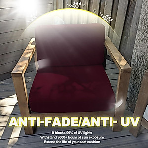 Aibiley 8Pcs Stretch Outdoor Cushions Cover for Patio Furniture,Patio Cushion Covers Replacement for Chair Couch,Soft Elastic Washable Sofa Seat Slipcover Indoor,with Fixed Ties-Burgundy