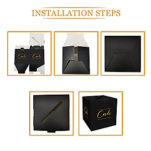 HEIPINIUYE Black Card Box Wedding Envelope Box Gift Card Box Holder Card Box for Wedding Birthday Baby Shower Party Raffle Box