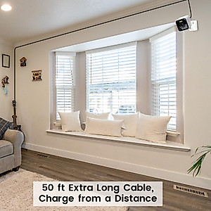 YEAOI 50 ft Extension Cable for Wyze Cam Pan v3, Wyze Cam v4, Wyze OG, Wyze Cam v3 and v3 Pro Outdoor Camera,USB Charging Cord with 90 Degree Adapter and 18W Power Adapter