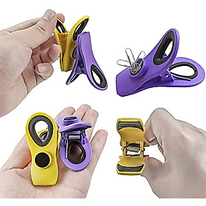 MotBach 16 Pieces Chip Clips, Multi-Color Food Bag Clips, Magnetic Clips, Chip Bag Clips, Food Clips, Fun Fridge Clips for Food Storage