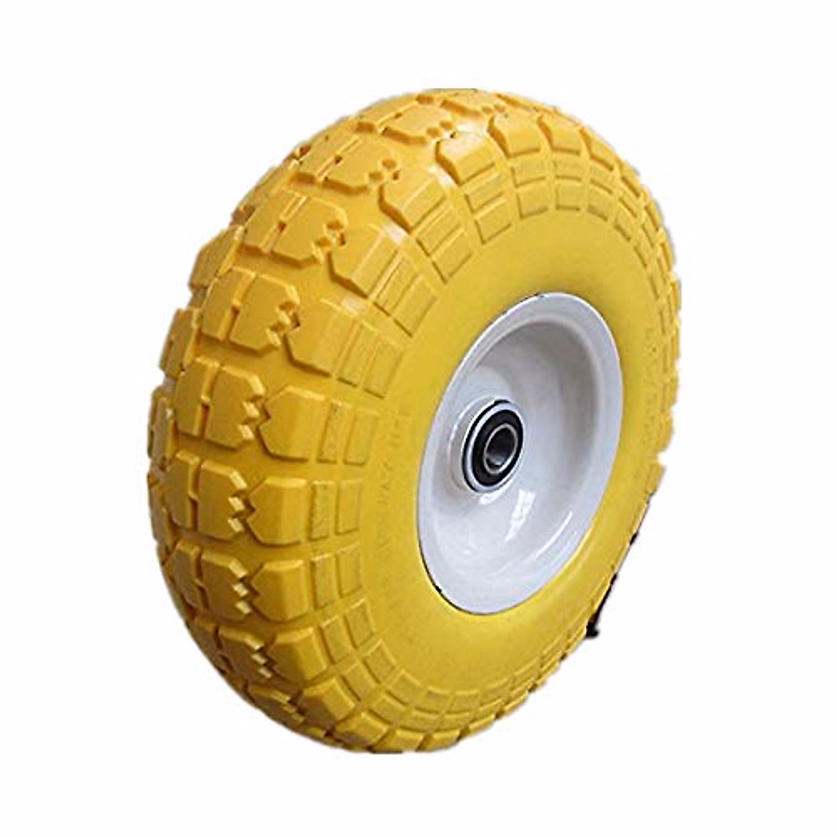 Kunhua 11-pu-y-dh-16p 4.10/3.50-4" Flat Free Hand Truck/Utility Tire, 2.25" Offset Hub, 5/8" Ball Bearings, 10" Tire Diameter,knobby Tread