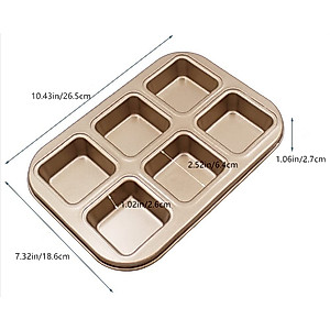 XZJMY Bun Pan,Muffin Pan,Mini Square Cake Pan,6 Cup Non-Stick Cupcake Baking Pan for Making Muffins or Cupcakes (6 cavity)
