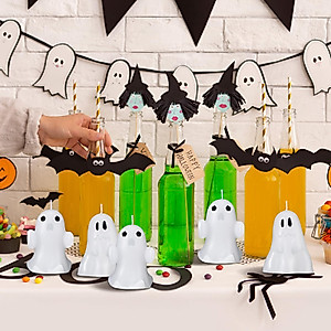 24 Pcs Halloween Ghost Candle Novelty Votive Ghost Candles Cute Goth Candle Gifts Mini Gothic Skull Candles Halloween Spooky Weird Candles for Birthday Halloween