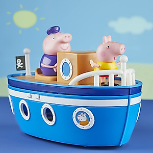 Peppa Pig Peppa’s Adventures Grandpa Pig’s Cabin Boat Vehicle Preschool Toy: 1 Figure, Removable Deck, Rolling Wheels, for Ages 3 and Up