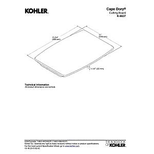 Kohler 471489 K-6637-NA Hardwood Cutting Board, One Size, Wood