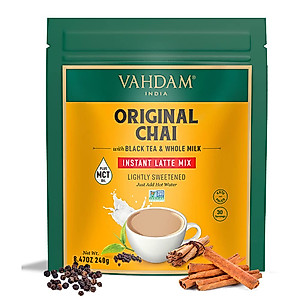 VAHDAM, Spiced Chai Tea Latte Instant Powdered Mix (240g/8.47oz) 30 Servings- Indian Masala Chai | Instant Chai Tea Powder With Whole Milk Powder