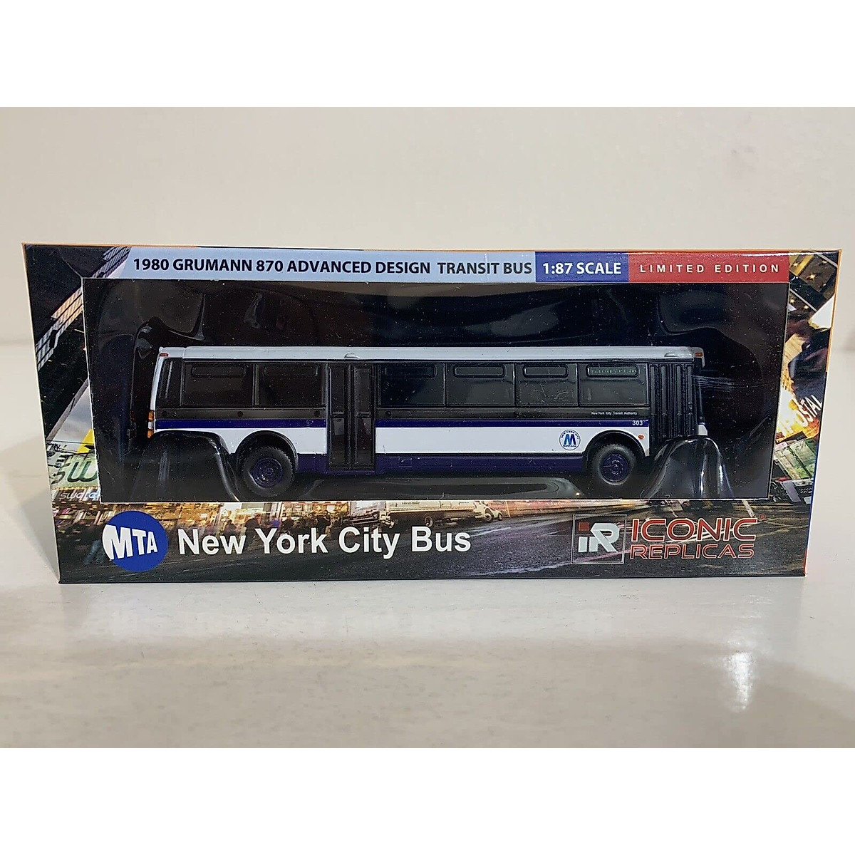 Grumman 870 Transit Bus-New York City Transit Iconic Replicas 1/87 Scale New in The Box 5" Long