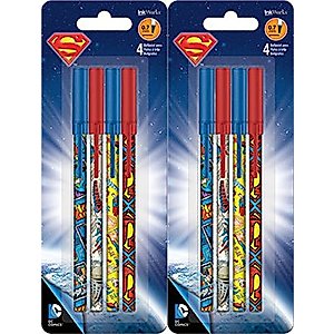 Superman Stick Ballpoint Pens - Writing or School Supplies, Set of 8