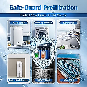 iSpring WGB21B 2-Stage Whole House Water Filtration System with 3/4 inch Push-Fit Braided Stainless Steel Hose Connectors and Ball Valve