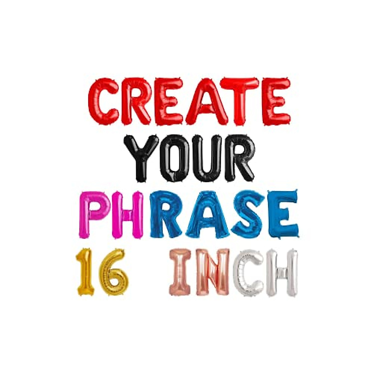 Letter Balloons,16"Inch Mylar Custom Phrase Name Balloon Banner ,Foil Alphabet Number Balloons for Birthday|Party|Baby Shower(Rose Gold&Gold&Silver&BLACK&Blue&Pink&Red),black letter balloons