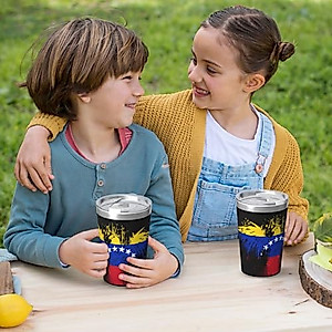 12oz Tumbler Venezuela Venezuelans Flag Stainless Steel Cup With Straw And Lid Spill Proof Bulk Double Wall Vacuum Reusable Water Tumblers For Cold Hot Drink