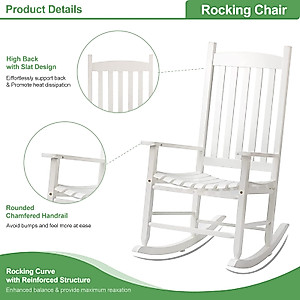 BSTOPHKL Outdoor Rocking Chairs Set of 2 Patio Rocker Chair with High Back and Handrail Porch Rocker for Garden Front Porch Patio Backyard, White