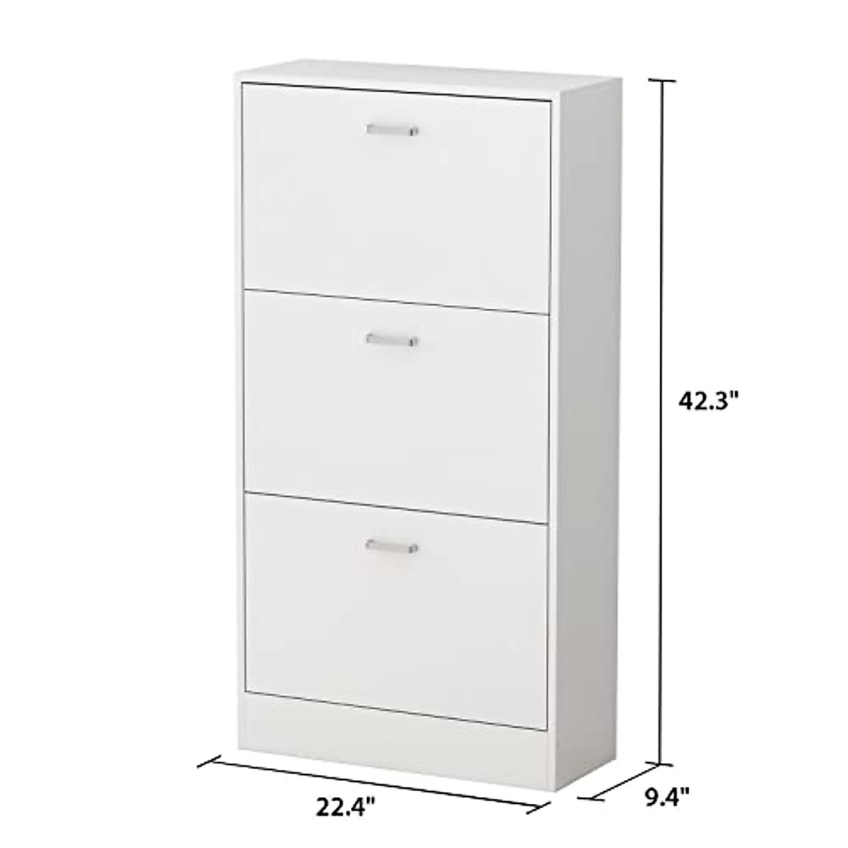 DiDuGo Tiny Shoe Cabinet with 3 Flip Drawers, Shoe Storage Cabinet for Entryway White (22.4”W x 9.4”D x 42.3”H)
