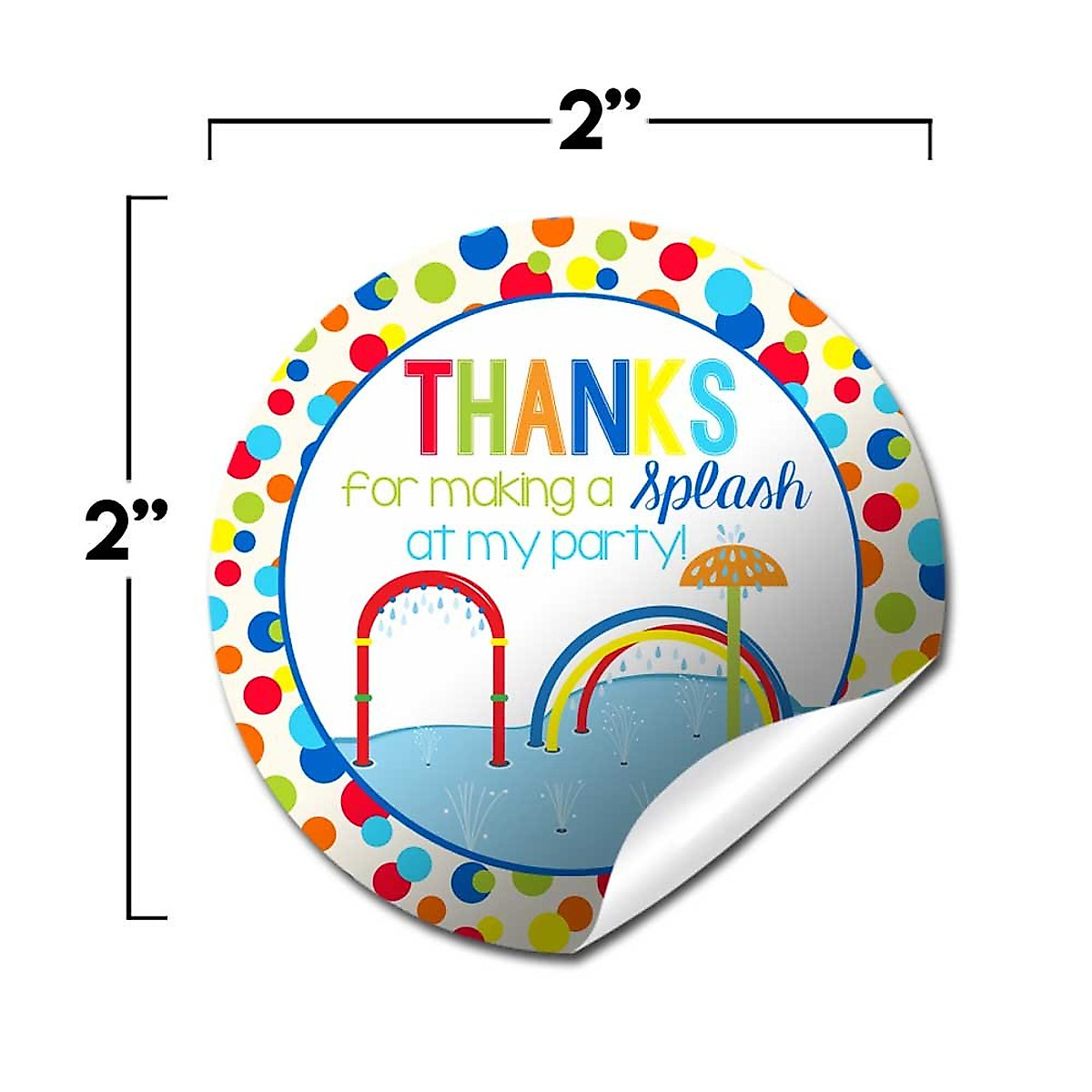 Splash Pad Birthday Party Thank You Sticker Labels for Boys, 40 2" Party Circle Stickers by AmandaCreation, Great for Party Favors, Envelope Seals & Goodie Bags