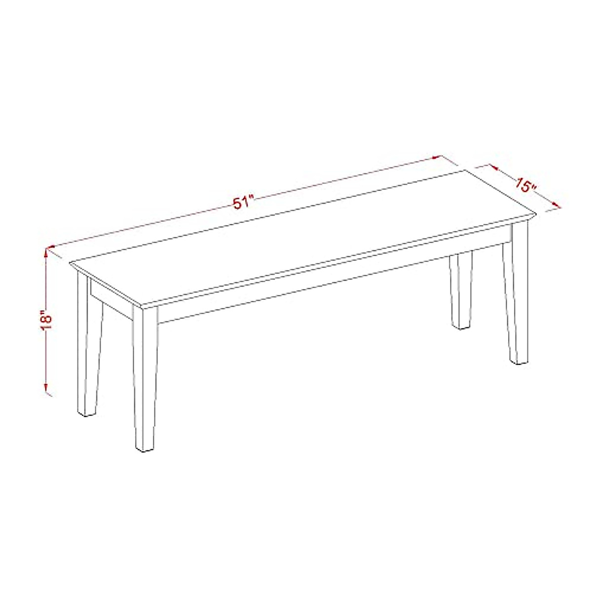 East West Furniture CADA6-LWH-W Capri 6 Piece Set Contains a Rectangle Kitchen Table and 4 Dining Chairs with a Bench, 36x60 Inch, Linen White