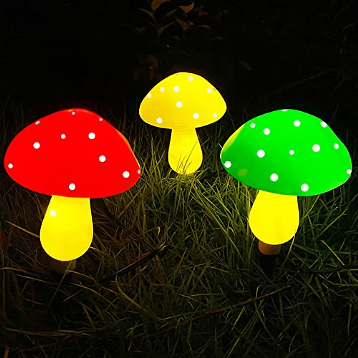 Solar String Lights Outdoor, 8 Modes Solar Mushroom String Light, IP65 Waterproof Cute Shaped Mushroom Fairy Lights Garden Landscape Lights, for Yard, Patio Gazebo Garden-1 Pack of 3